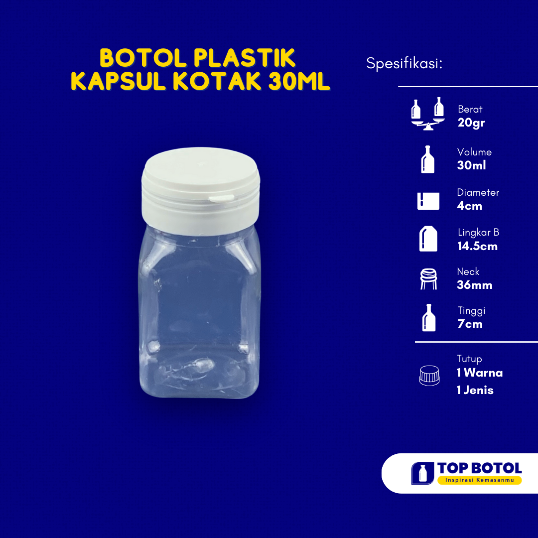 KAPSUL KOTAK 30ML - Top Botol Pusat